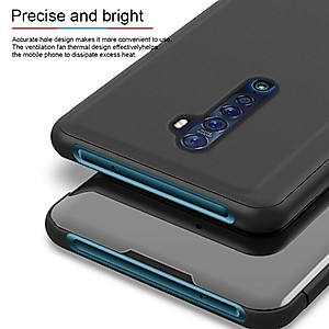 Tangyongjiao Mobile Phone case,Cell Phone Cover case for Oppo Reno2 Z / Reno2 F Plated Mirror Horizontal Flip Leather Case with Holder (Color : Black)