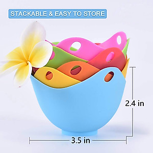 Amabest 6pcs Egg Poacher with Stand Design FDA Mini Silicone Egg Poacher Cups Egg Cooker No BPA Egg Bites Molds Poached Egg Maker Cups, for Microwave, Egg Poacher Pan, Egg Cookware, Stovetop