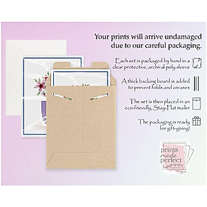 Floral Wall Art Decor - Potted Flower Botanical Prints - Set of 6-5x7 - Unframed