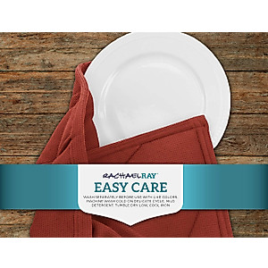 Rachael Ray Moppine Towel, 2pk- 2-in-1 Kitchen Towel and Pot Holder with 2 Heat Resistant Pockets to Grip Hot Cookware, Bakeware-Absorbent Kitchen Towels Perfect for Drying Dishes and Hands, Brick Red