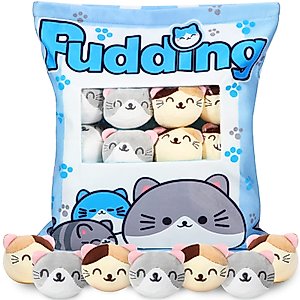 Civaner Cat Plush Pillow Gift Throw Pillow Removable with 8 Little Cat Dolls Removable Stuffed Toys Cotton Cute Kitten Stuffed for Girls Valentine(Kitten)