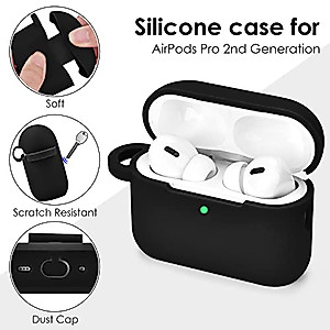 Filoto Airpod Pro 2 Case, Cute Airpods Pro 2 Cover for Women Girls, Silicone Protective Airpods Pro 2 Case with Bling Bracelet Keychain (Bling Black)