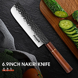 Huusk Japan Chef Knife Set, 8 inch Gyuto Knife Professional Chef Knife and Nakiri Japanese Kitchen Knife 7 inch