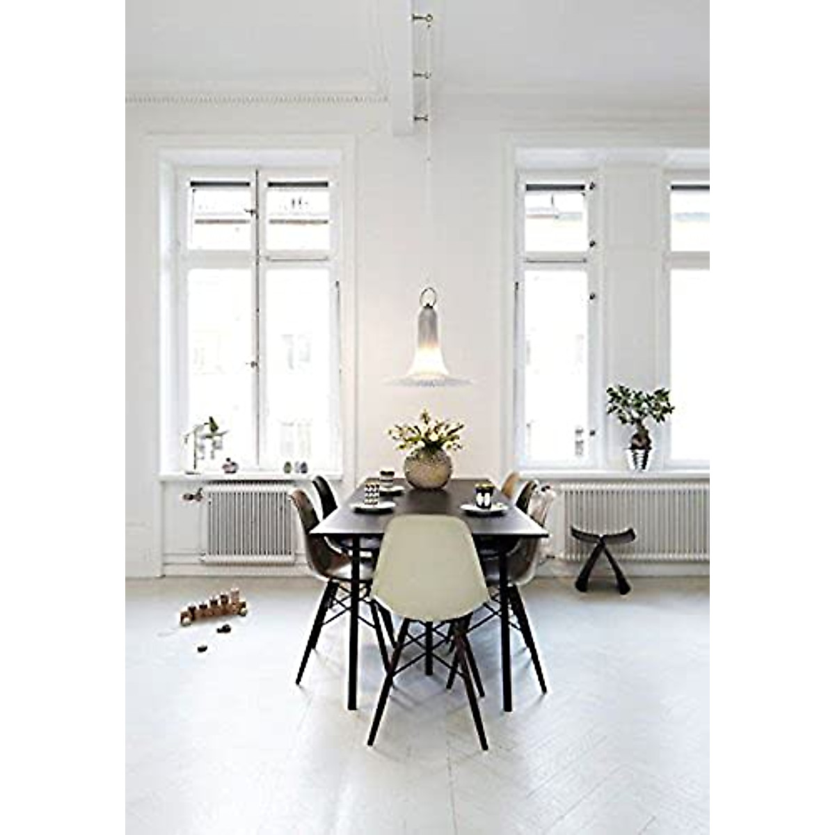 2xhome Eiffel Mid Century Modern Dining Side Chair with Black Wood Legs, White