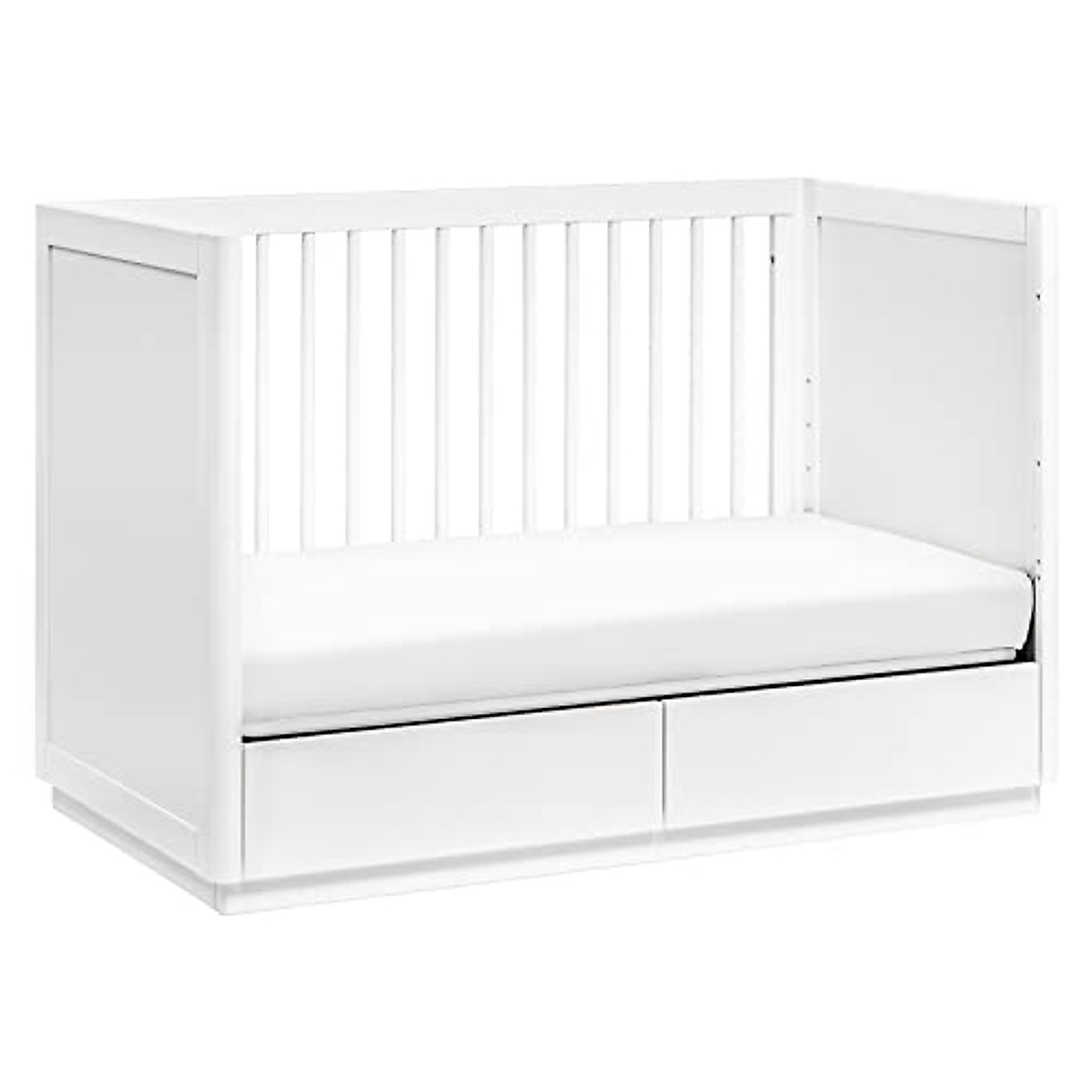 babyletto Bento 3-in-1 Convertible Storage Crib with Toddler Bed Conversion Kit in White, Undercrib Storage Drawers, Greenguard Gold Certified