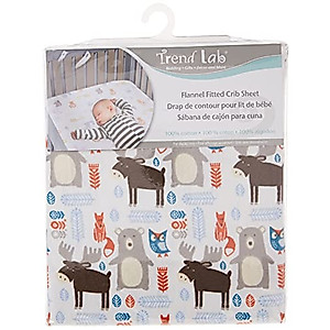Trend Lab 100% Cotton Scandi Forest Deluxe Flannel Fitted Crib Sheet, 28x52 Inch (Pack of 1)