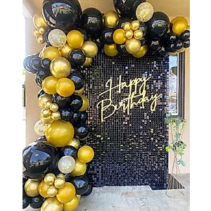 Shimmer Wall Backdrop Panel - Decorations Panel | Wedding , Birthday, Anniversary, Engagement & Bridal Shower Party Decor (15pcs-Black)