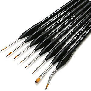 DUGATO Fine Detail Paint Brush Set, 8pcs Tiny Professional Micro Miniature Painting Brushes Kit with Ergonomic Handle for Acrylic, Oil, Watercolor, Art, Scale Model, Face, Paint by Numbers (VIII)