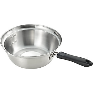 Yoshikawa 1216029 Single-Handed Pot, Gas Flame and Induction Compatible, 7.1 inches (18 cm), Donburi Ramen, Stainless Steel, Made in Japan, Pot, Deep Spout Included, For One Person