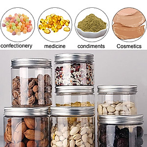 HDFCLUP 11 Pcs 16 oz Silver Plastic Jars with Ribbed Lids Wide Mouth Food Plastic Jars Airtight Paint Storage Containers for Beauty Products,Kitchen & Household Storage (Silver Lids)