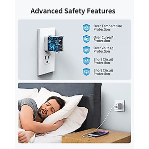 USB C Charger 35W Mini Dual Port USB Charger Block, GaN III Intelligent Distribution PD Fast USB C Wall Charger Adapter with Foldable Plug for MacBook Pro/Air, IPad,iPhone 14/14pro/13/13pro and More