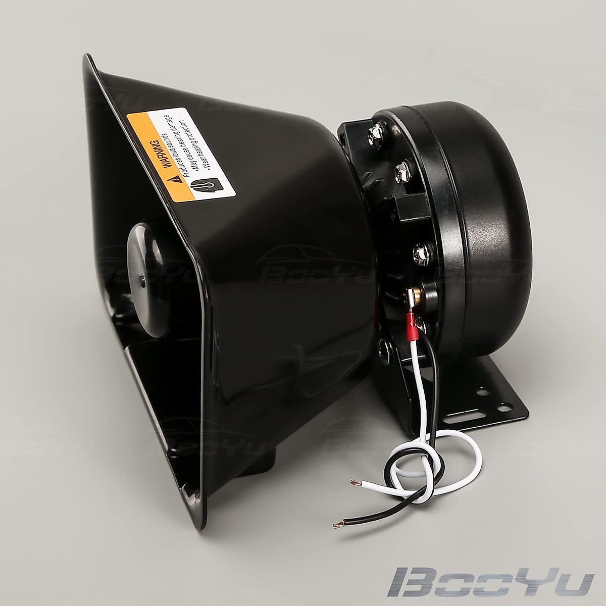 BooYu 200 Watt Rectangle High-Performance PA Siren Horn Speaker [8 Ohms] [125-135 dB] [IP66 Waterproof] [Compatible with 100-200 Watt Siren System] for Police Car, Ambulance, Fire, Engineer Vehicles