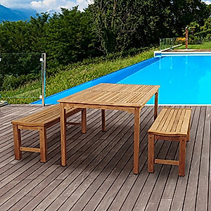 Amazonia Riverside 3 Piece Teak Rectangular Dining Set