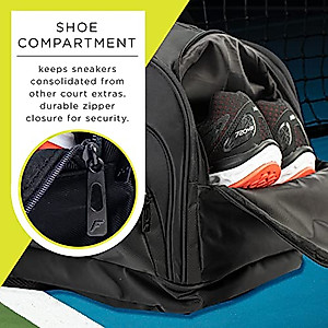 Franklin Sports Pickleball Backpack + Duffle Bag - Elite Series Pickleball Bag for Paddles, Pickleballs + Equipment - Hybrid Backpack + Duffle Bag Design - Pickleball Bag for Men + Women - Black