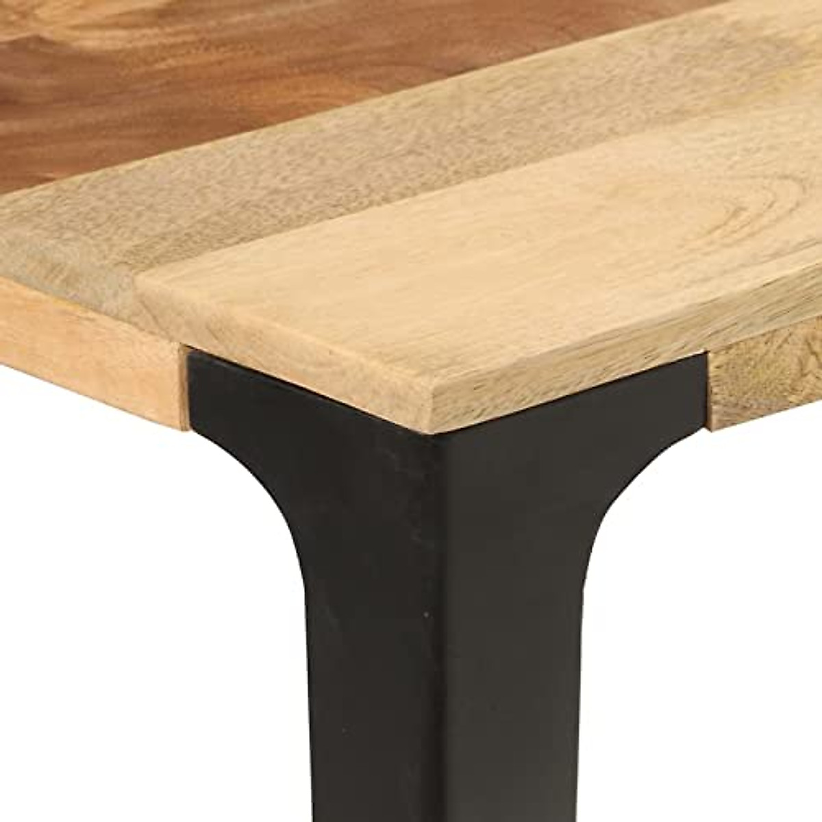 Tidyard Dining Table 47.2 x 23.6 x 29.9 Inch Solid Mango Wood Wooden Dinner Table Steel Legs for Kitchen, Bistro, Home Furniture