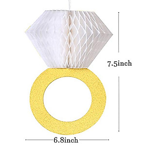 C L cooper life Bachelorette Party Decorations|Bridal Shower Supplies| Honeycomb Ring Hanging Decorations,Glitter Gold Diamond Ring,Perfect for Engagement Wedding Party and Bridal Shower