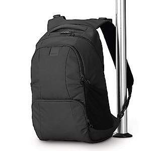 Pacsafe Metrosafe LS450 25 Liter Anti Theft Laptop Backpack - with Padded 15" Laptop Sleeve, Adjustable Shoulder Straps, Patented Security Technology (Black)