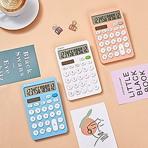 Comix Desktop Calculator with Large LCD Display and Big Button, 12 Digits Baisc Calculator, Standard Calculator, Solar Battery Dual Powered, for Office Home School & Business Use (White)