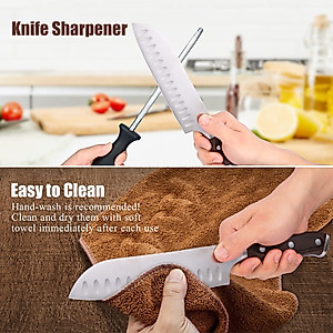 Enfmay 15 Pieces Kitchen Knife Set, Professional Kitchen Knives, Household Cutting Knives Set for Kitchen, Made of Germany 1.4116 Stainless Steel, Extra Sharpness Kitchen Knife Set with Block