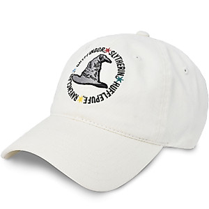 Concept One Harry Potter Dad Hat, Adjustable Hogwarts Baseball Cap, Silver/White