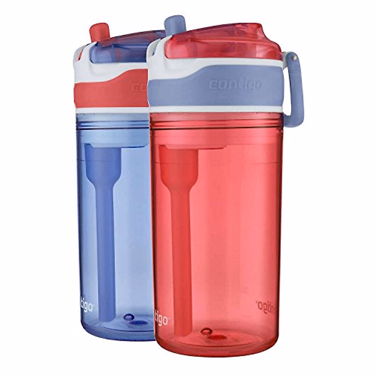 Contigo Snack Hero Water Bottle Set, 2-in-1 Water Bottle with 4oz Snack Compartment & 13oz Spill-Proof Water Bottle - Red & Blue