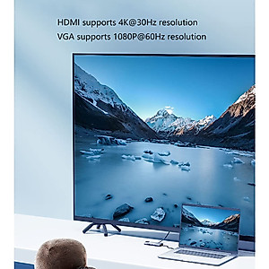 Port Expander 8-in-1 USB C Adapter for USB C Laptop USB C Hub to 4K HDMI, VGA, 2 USB 3.0 Ports, PD Charger, SD/TF Card Reader, Ethernet USB Splitter