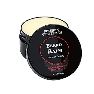 Beard Balm & Mustache Wax for Men - Beard Moisturizer with Organic Beeswax & Essential Oils - Hair Pomade & Hair Balm - Beard Polishes, Softener, Condition & Styling for Men's Grooming (2oz)
