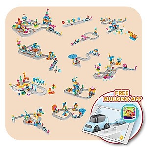 BOTZEES Coding Train Set for Toddler Train Sets for Kids Car Train Toys Tracks Fits for Girls & Boys Ages 2+（147 Pieces）