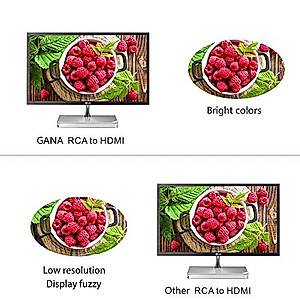 GANA RCA to HDMI, 1080P Mini RCA Composite CVBS AV to HDMI Video Audio Converter Adapter Supporting PAL/NTSC with USB Charge Cable for PC Laptop Xbox PS4 PS3 TV STB VHS VCR Camera DVD (Black)