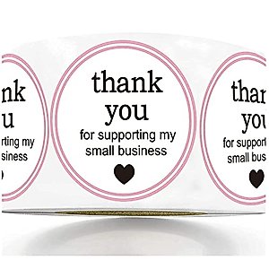 1.5 Inch Pink Merry Christmas Thank You for Supporting My Small Business Stickers with Hearts - Heart Thank You Present Gift Labelsfor Envelope Sealing,Business Packaging and Gift Wrap 500Pcs