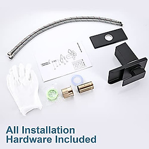 ZORIOU Waterfall Bathroom Sink Faucet, Cold and Hot Water Temperature Sensitive, Wide Spout Basin Modern Faucet with 3 Colors Changes (Matte Black)