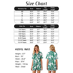 Silk Pjs for Women Set, Cute Silky Matching 2 Pcs Comfy Nightwear Button Down Sexy Soft Satin Summer Pj Short Set, Leaves Green, Medium