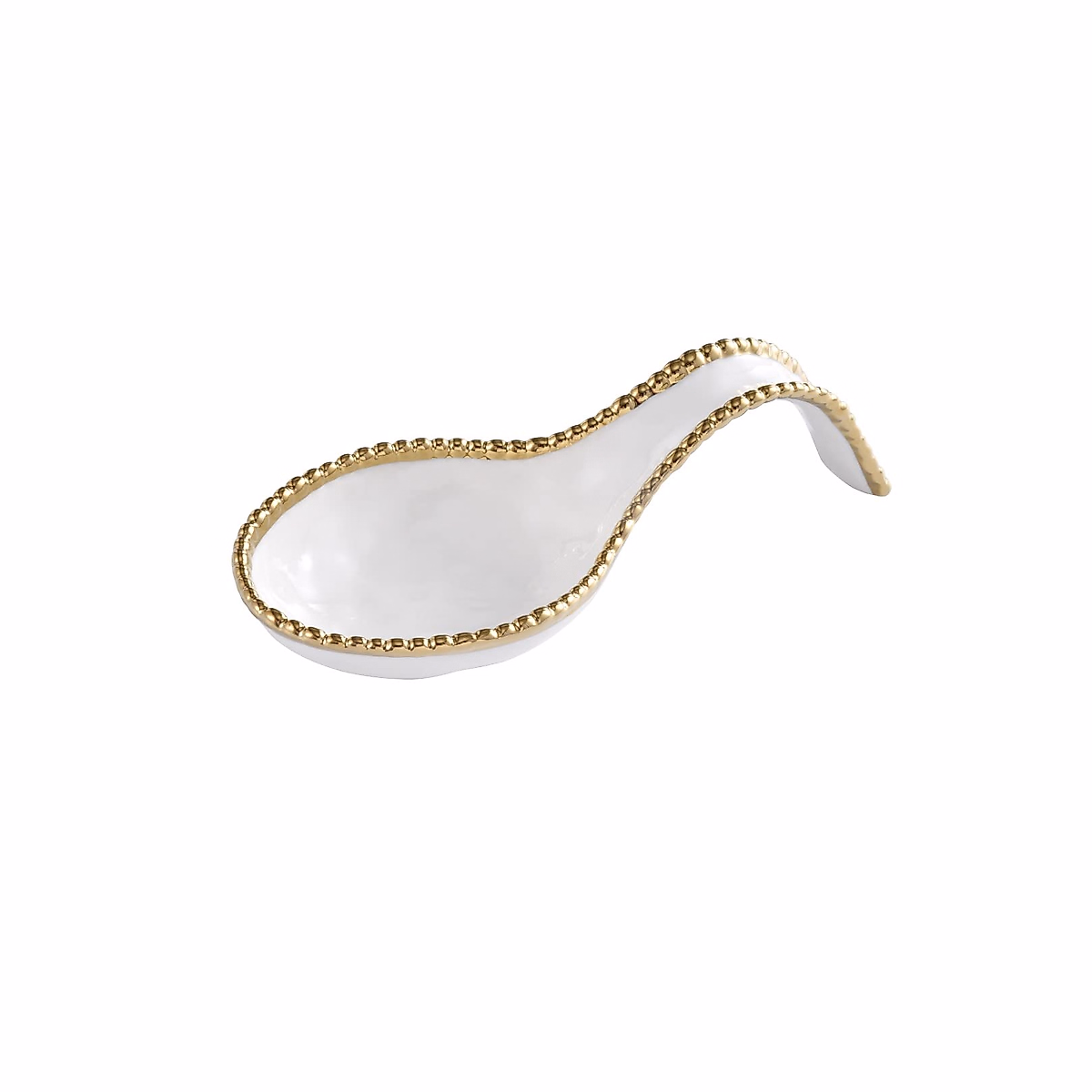 Pampa Bay Golden Salerno Titanium-Plated Porcelain Spoon Rest, 9.5 x 4in