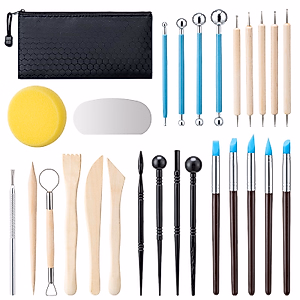 Amrules Clay Tools Kit, 27 PCS Pottery Tools, Practical Polymer Clay Sculpting Tools Kit, Air Dry Clay Tools Set for Kids, Adults, Pottery Craft, Dotting, Carving, Drawing, Molding, Modeling, Shaping