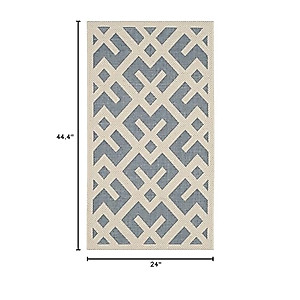 SAFAVIEH Courtyard Collection 2' x 3'7" Blue / Bone CY6915 Indoor/ Outdoor Waterproof Easy-Cleaning Patio Backyard Mudroom Accent-Rug