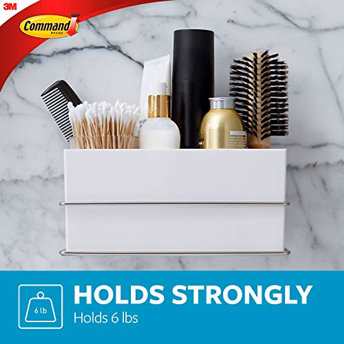 Command Wall and Cabinet Organizer, Satin Nickel, 1-Organizer, 4-Water-Resistant Strips, Organize Damage-Free