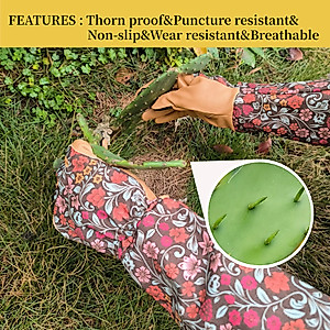 SAVJOB Gardening Gloves for Men&Women,Goatskin Leather Thorn Proof Garden Gloves with Touchscreen,Work Gloves,Gardening Gifts,Brown,Large