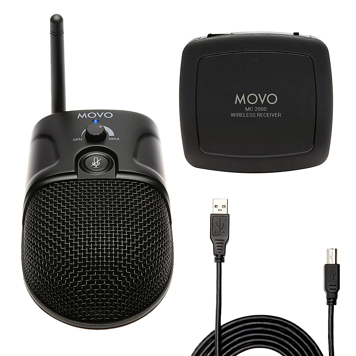 Movo MC2000 Wireless Conference Microphone System - USB Wireless Microphone for Computer - Conference Call Microphone for Zoom Meetings - Zoom Microphone for Video Meeting on Mac or PC Setup