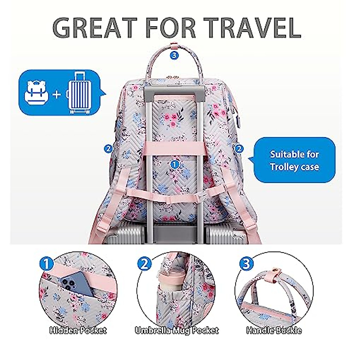 HIDDS Laptop Backpack 15.6 Inch Bundle Women Purse College School Bag Baby Diaper Backpacks Large