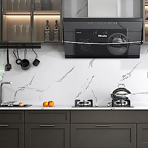 FunStick White Marble Contact Paper Peel and Stick Countertop Covers for Bathroom Kitchen Counter Top Wallpaper