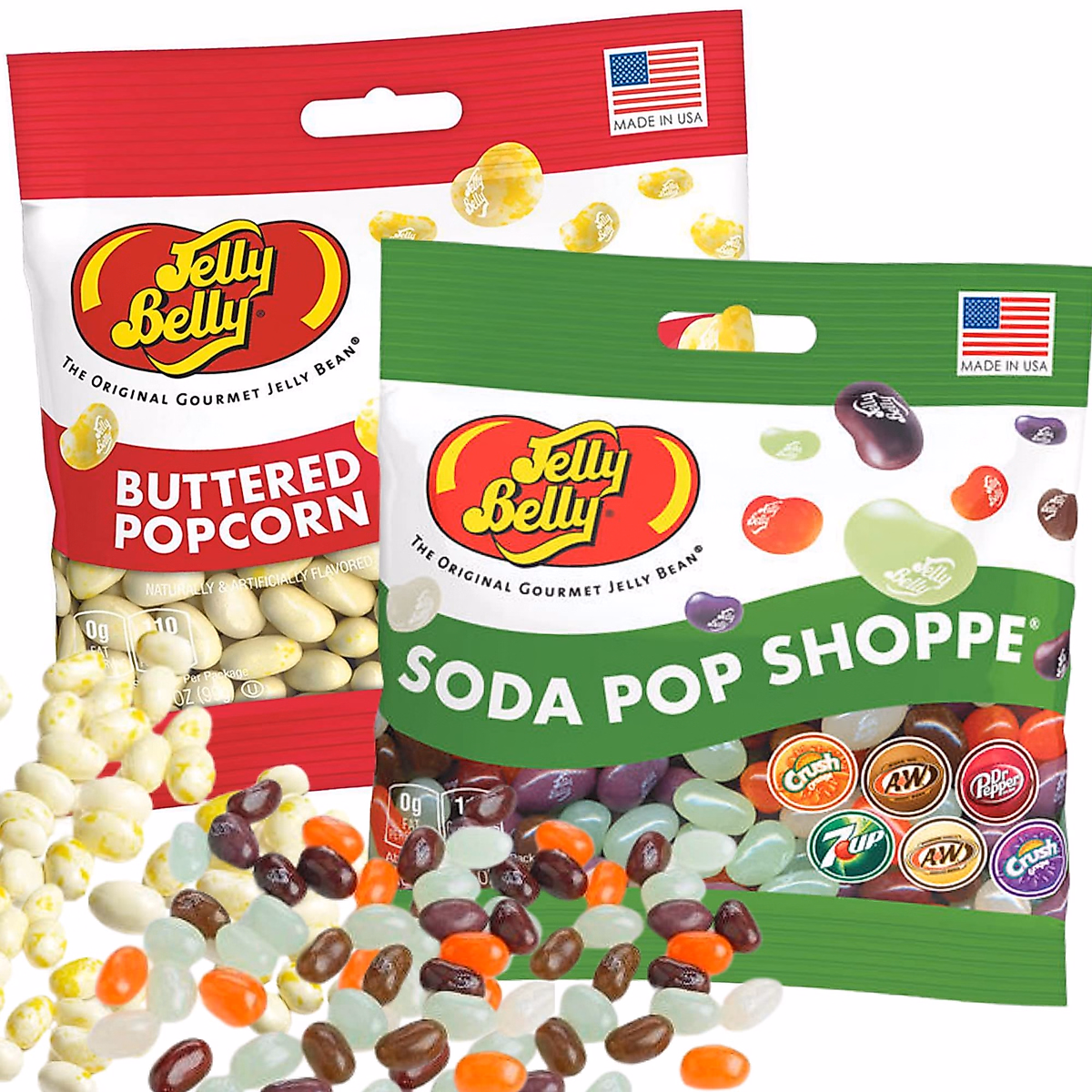 Needzo Movie Night Snack Mix Soda Pop and Buttered Popcorn Jelly Beans, Gourmet Chewy Candy for Boys or Girls, Shareable Bagged Candies, Pack of 2