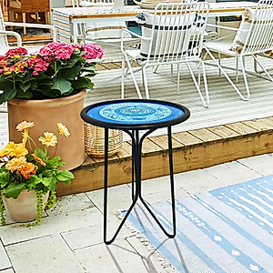 LIFFY Outdoor Side Tables, 12" Weather Resistant Small Balcony Table Patio Side Table, Indoor Small Round Home Decorative End Table, Plant Stands Table Outside, for Pool Beach Yard Balcony Garden