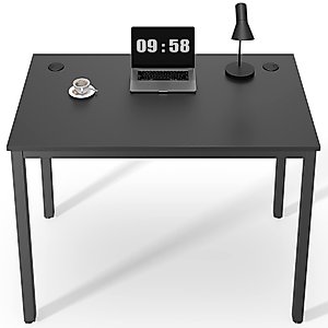 EE EUREKA ERGONOMIC 47 Inch Walnut & White Home Office PC Computer Desk, Simple Modern Work Study Writing Gaming Table for Small & Medium Spaces Desktop with Metal Legs, Sturdy & Easy Assembly