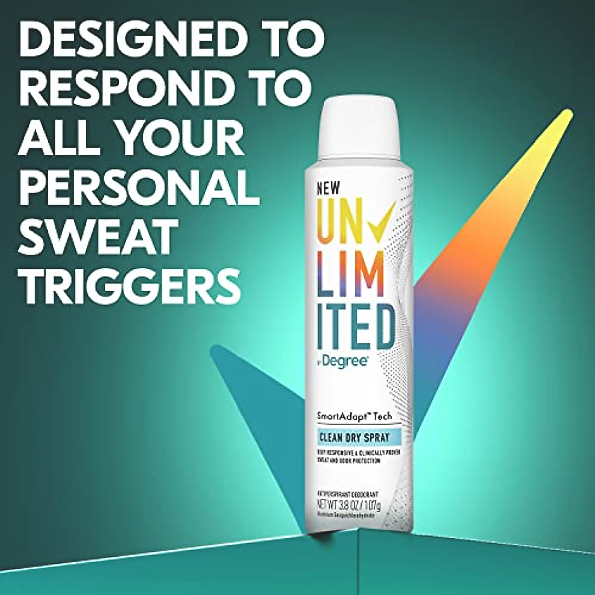 Degree Unlimited Antiperspirant Deodorant Dry Spray Clean 2 Count Long-Lasting Sweat & Odor Protection with Antiperspirant Technology SmartAdapt Tech 3.8 oz
