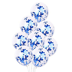 Blue Confetti Balloons 12 Inches(20-Pack), Clear Balloons with Metallic Confetti Pre-Filled, Birthday Balloon for Boys Party Supplies and Decoration, wedding, Bridal Showe and Baby Shower