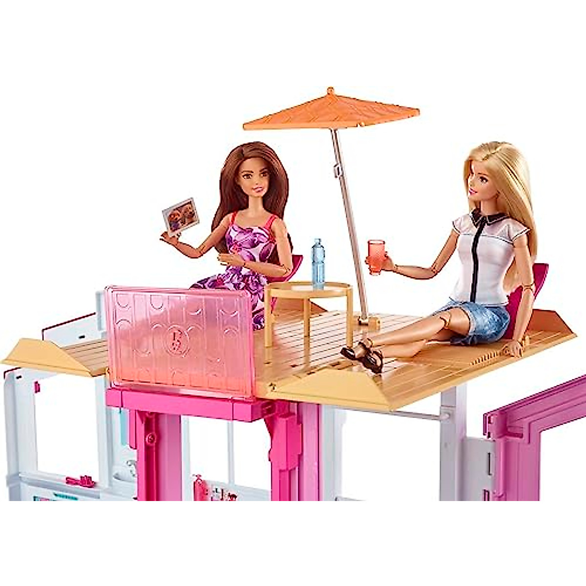 Barbie Doll House, 3-Story Townhouse with 4 Rooms & Rooftop Lounge, Furniture & Accessories Including Swinging Chair (Amazon Exclusive)