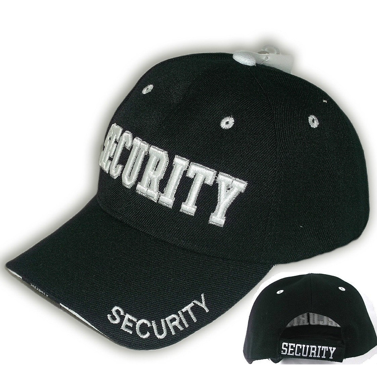 10 Pack Security Guard Hat Baseball Ball Cap Black Embroidered 3D Wholesale Lot
