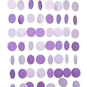 WEVEN Purple Lavender Paper Garland Circle Dots Party Garland Streamer Backdrop Hanging Decorations, 2.5" in Diameter, 20 Feet in Total