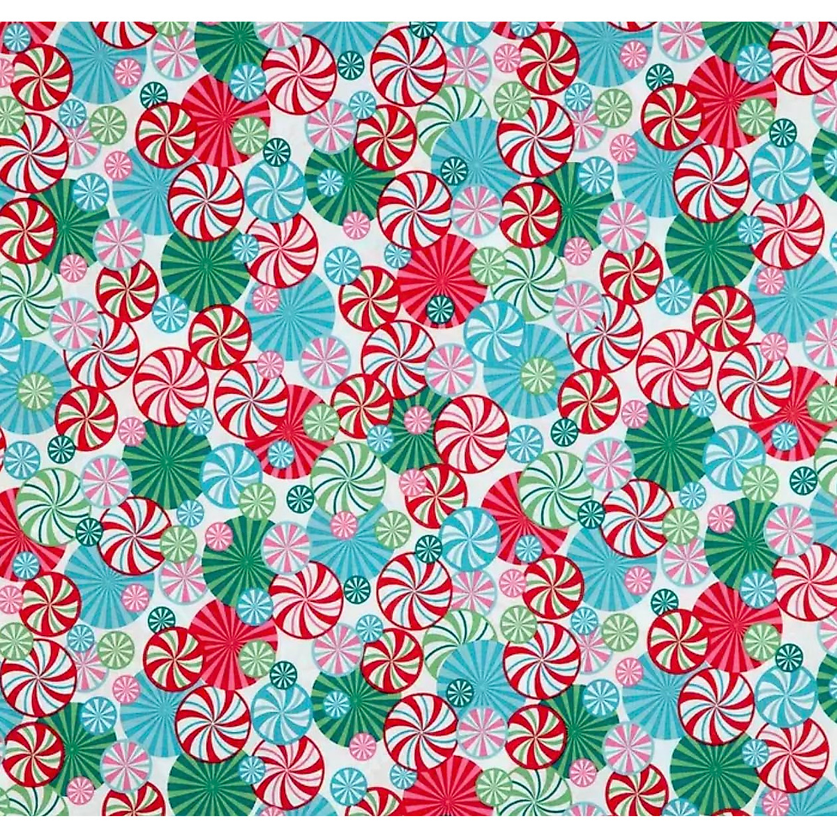 Christmas Colorful Peppermint Swirl Apparel Cotton Fabric Cut by The Yard - One Yard