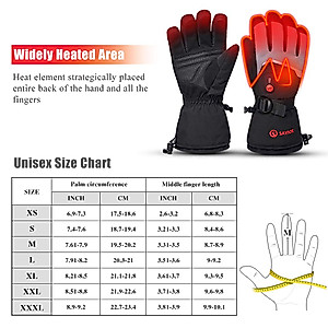 Rechargeable Heated Gloves Battery Electric Ski Gloves with 3 Heating Levels Touchscreen Waterproof Gloves for Men & Women